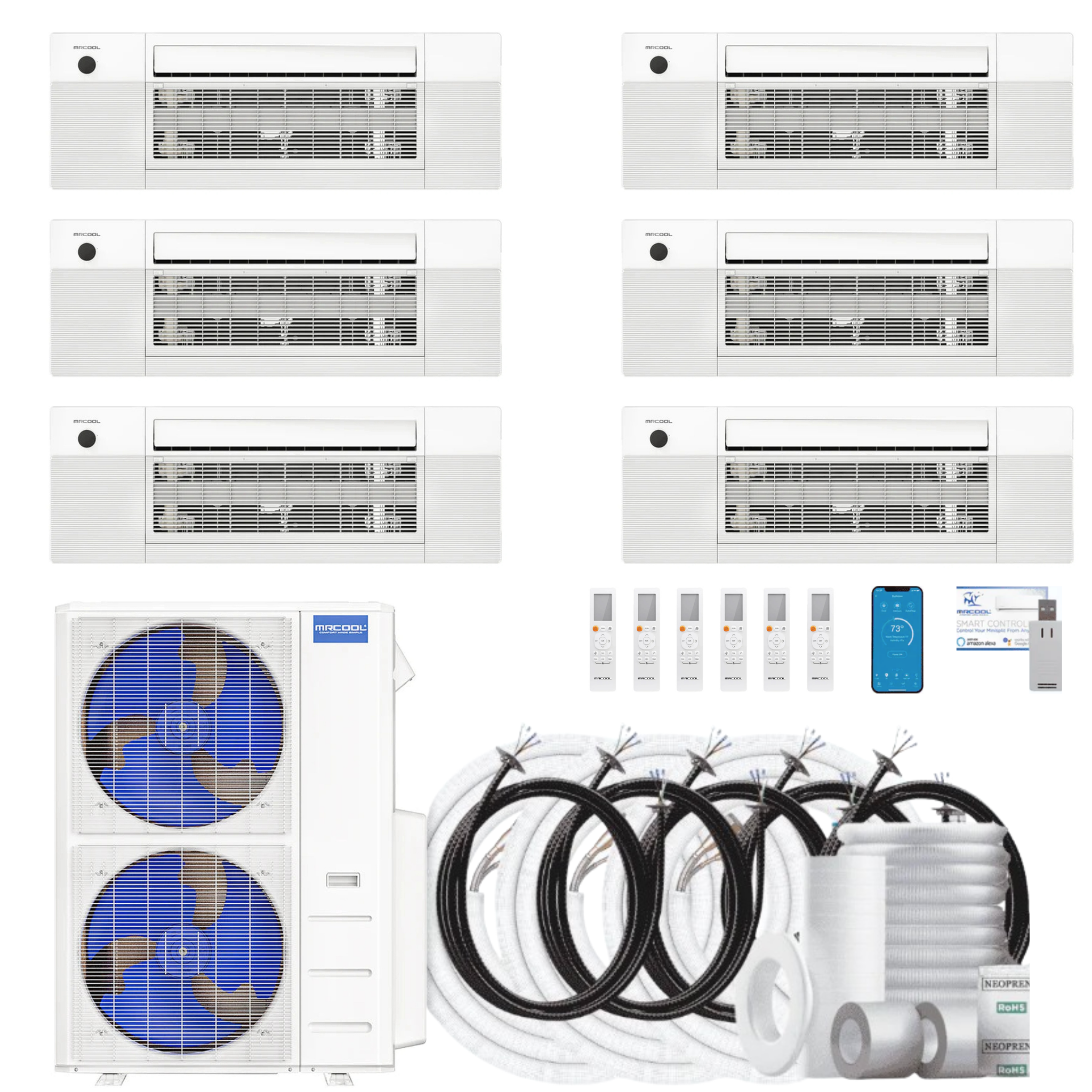 MRCOOL DIY 5th Gen 6-Zone 54,000 BTU Ceiling Cassette Ductless Mini Sp ...